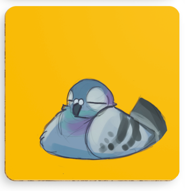 Sleepy Dave the Pigeon Coaster - Yellow - Ellen S Artwork – Little ...